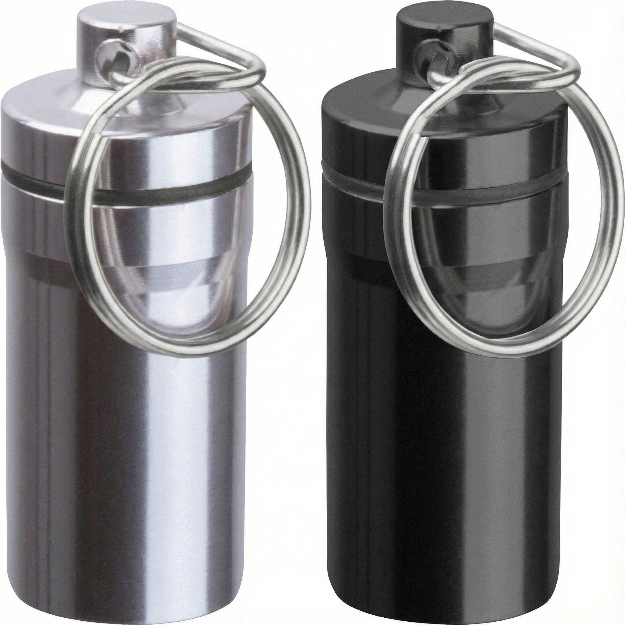 Stainless steel keychain container ALICE | Grey/Silvergrey | 9535907