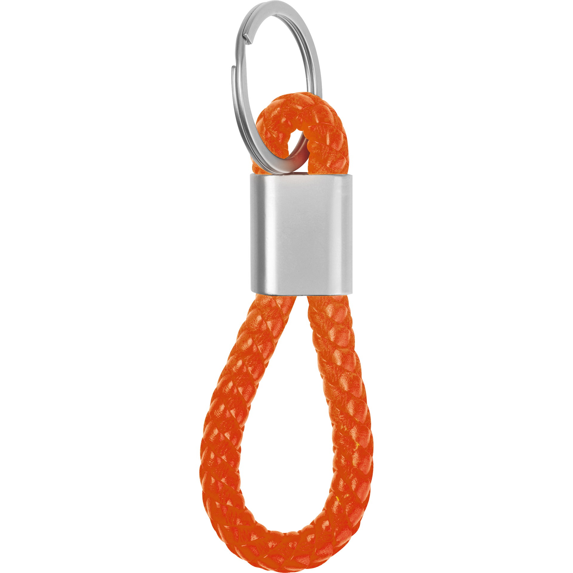 Metal keychain – PU cord ERNEST | orange | 9546610